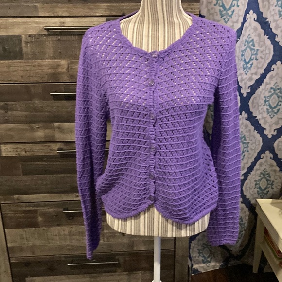 Appleseed's | Sweaters | Nwt Appleseeds Y2k Purple Button Down Knitted ...
